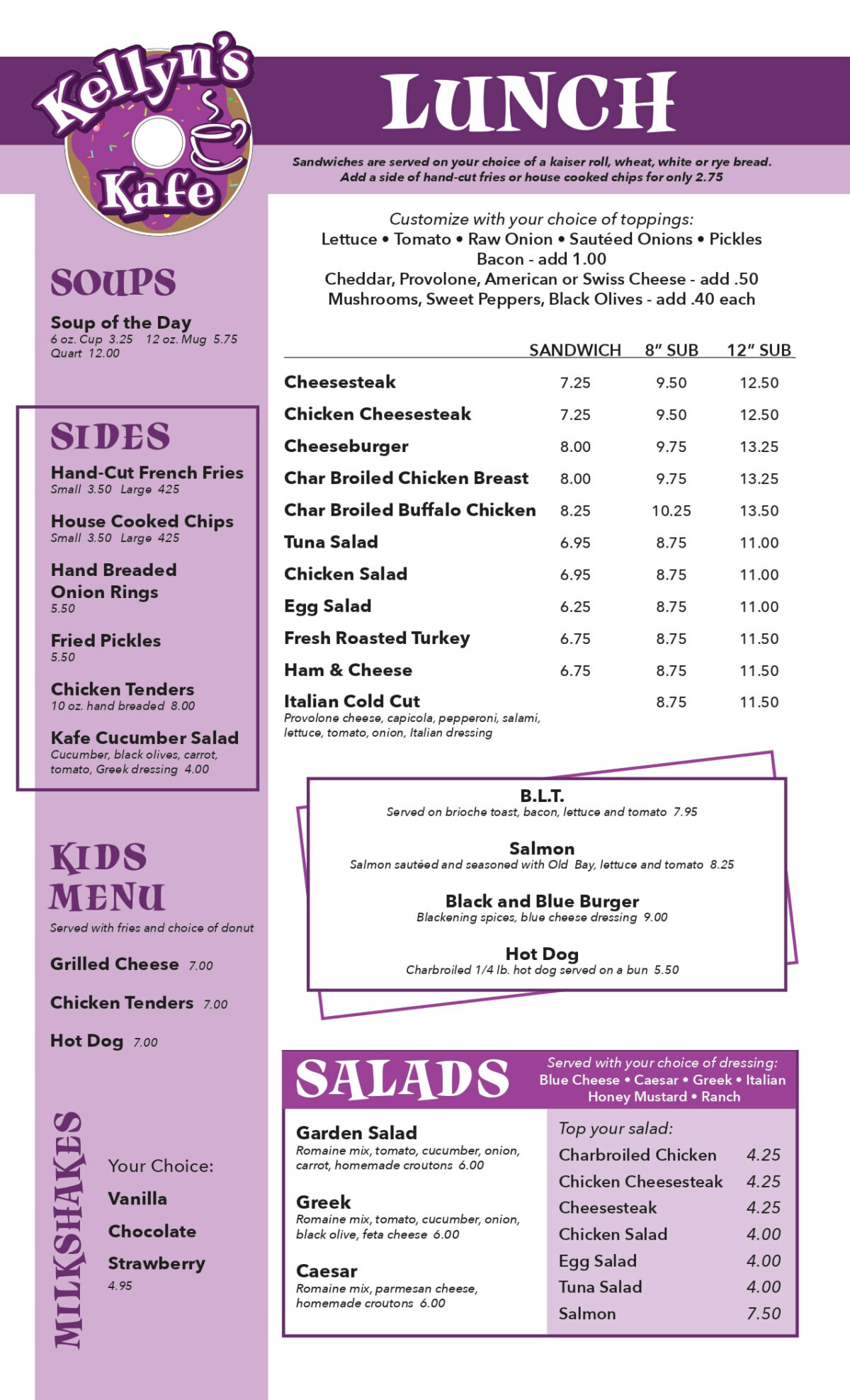 Menu - Kellyn's Kafe